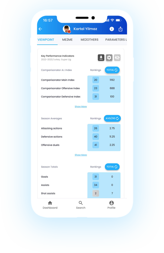 Mobile App - Comparisonator AI Football Scouting