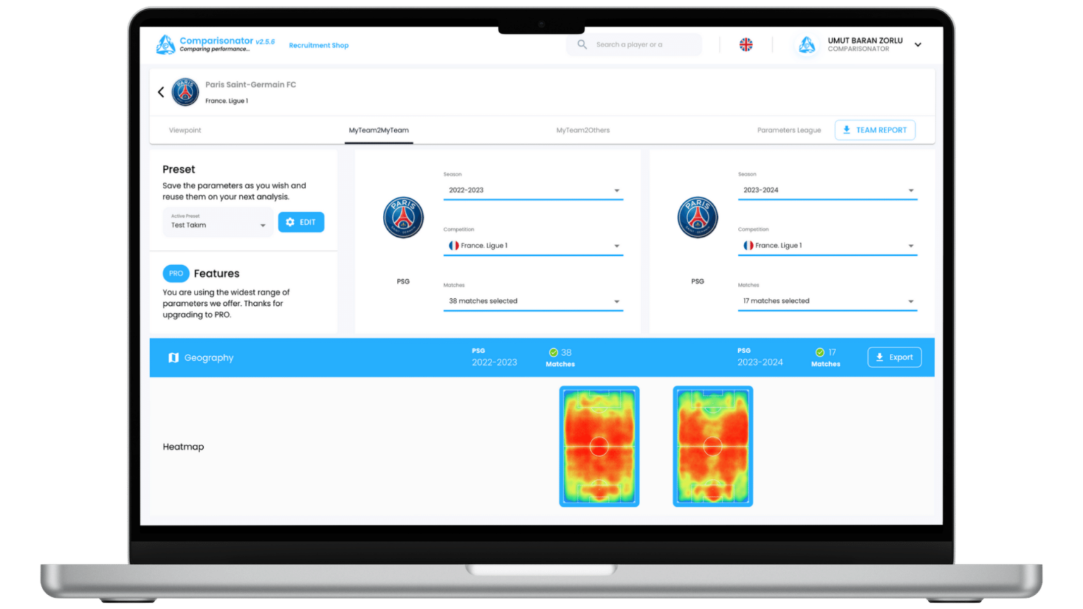 Team Comparison - Comparisonator AI Football Scouting